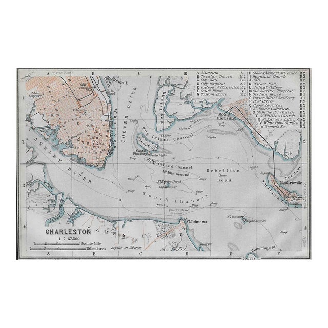 1909 Charleston South Carolina Antique Map | Chairish