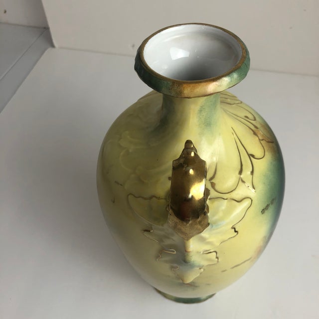 Royal Sax German Hand Painted Portrait Vase With Double Handle | Chairish