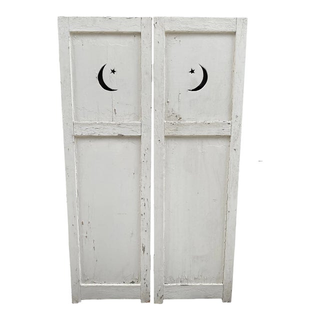 1920s Wood Crescent Moon and Star Cut-Out Shutters, Large - a Pair ...