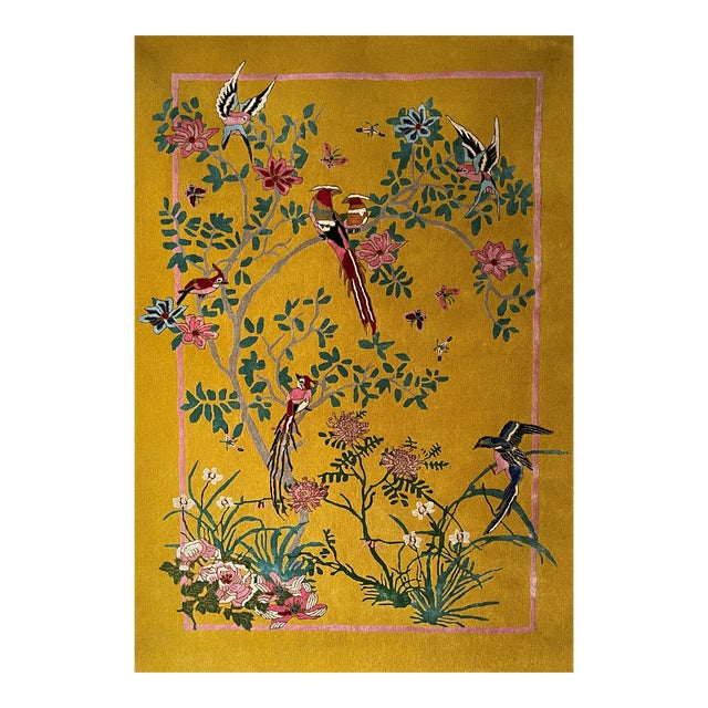 Wendy Morrison Birdsong Yellow Hand Tufted Rug, 6' x 9' | Chairish