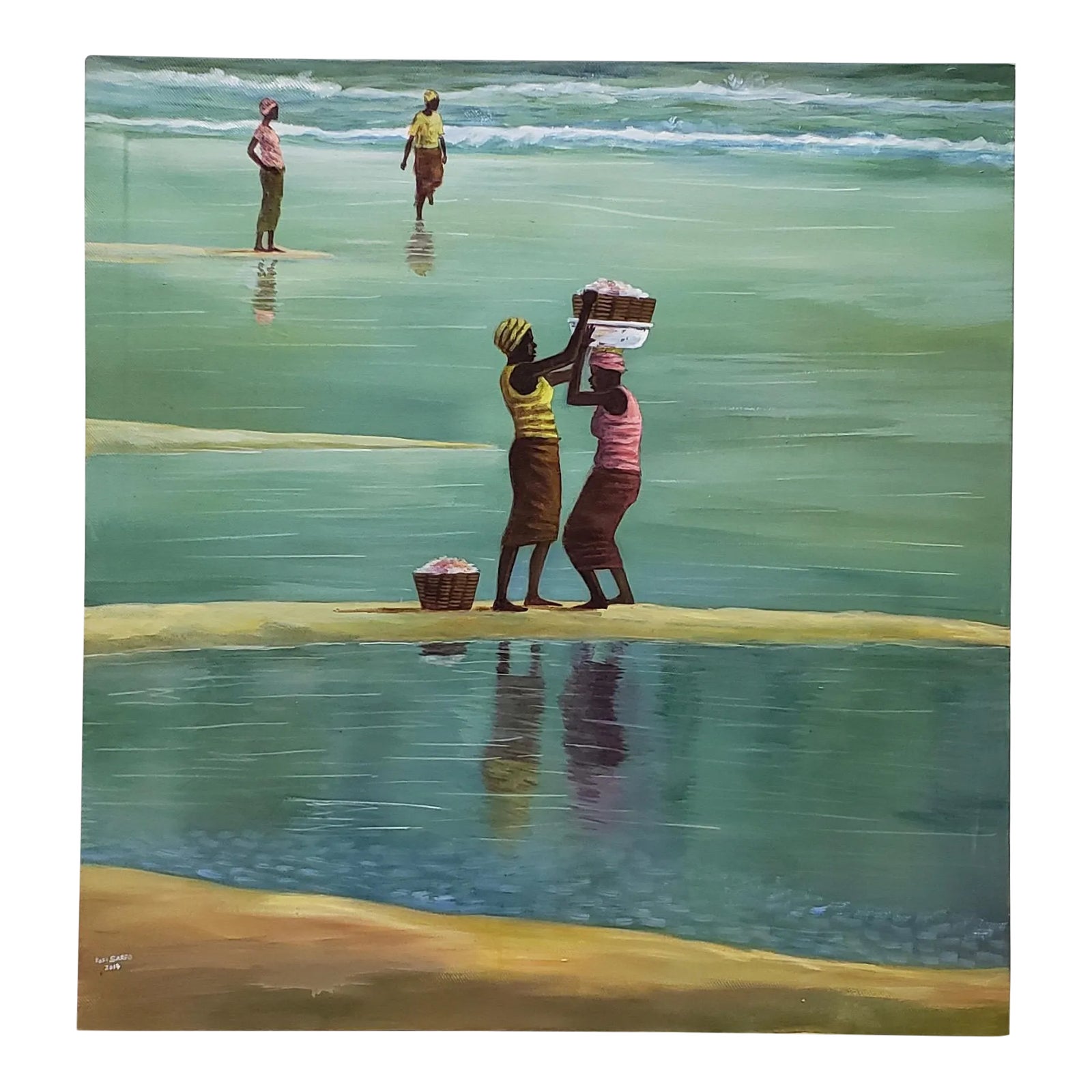 Kofi Sarfo (Ghana, West Africa) "Helping Hand" Original Acrylic on ...