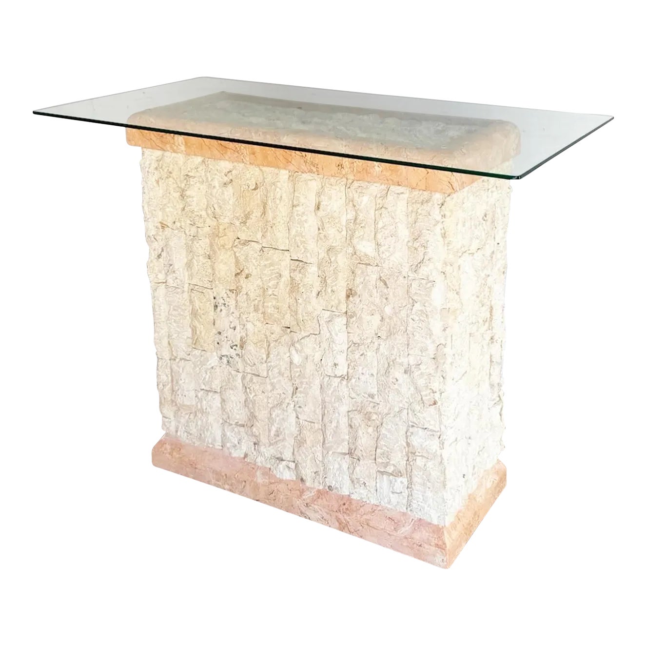Postmodern Pink and Beige Tessellated Stone Console Table | Chairish