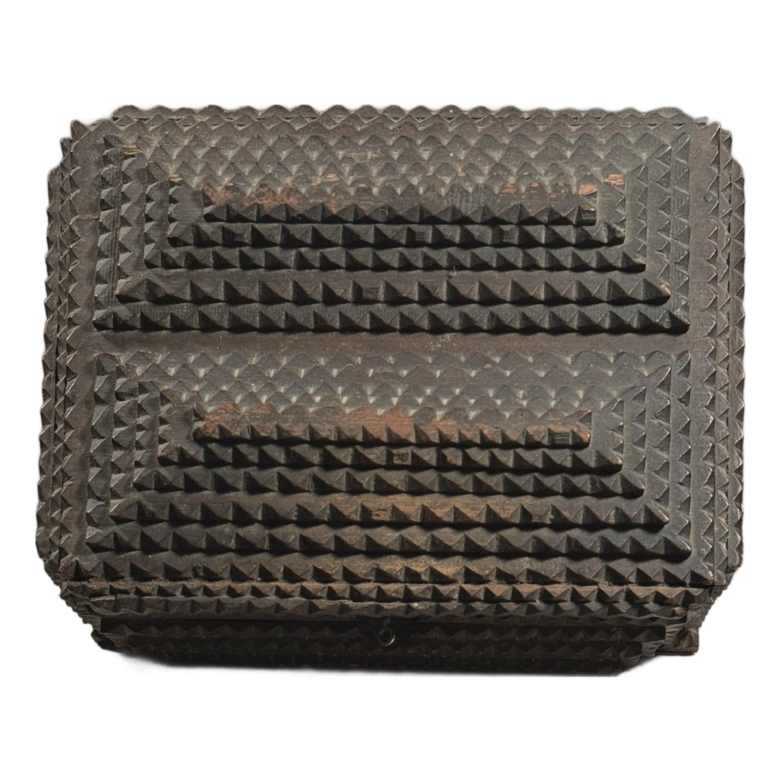 Antique Heavy Double 5 Layer Pyramid Lid Tramp Art Box/Folk Art | Chairish