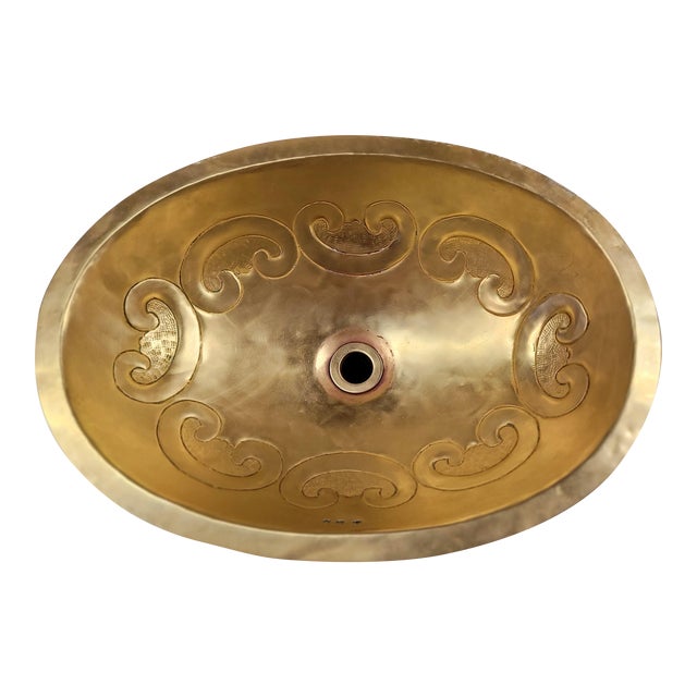 Vintage Moroccan Hand-Engraved Brass Wash Basin Sink | Chairish
