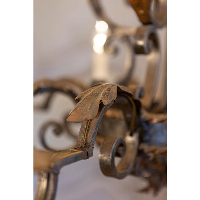 French Wrought Iron Eight-Light Chandelier with Scrolling Arms and ...