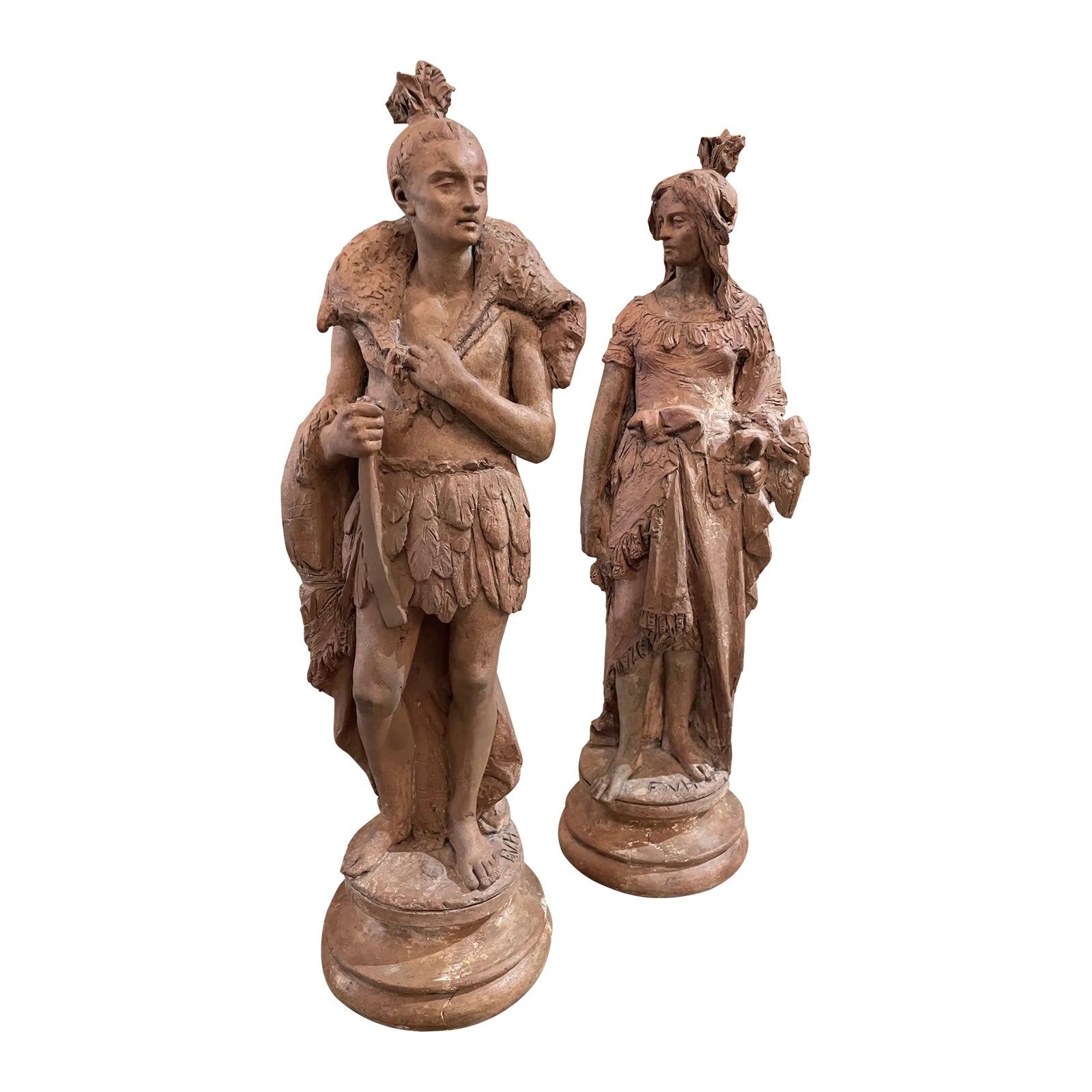 Pair of French Neoclassical Terracotta Statues | Chairish