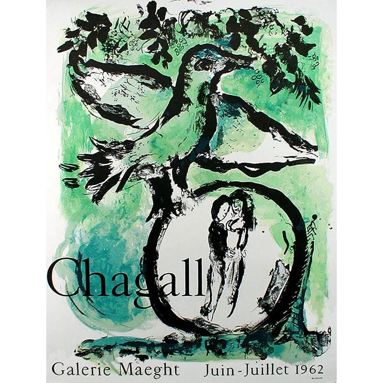 1960s Marc Chagall Green Bird Gallerie Maeght Paris Lithographic Poster ...