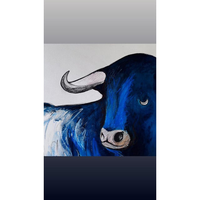 "Blue Bull" Contemporary Fauvist Animal Portrait Print by Shabs Beigh ...