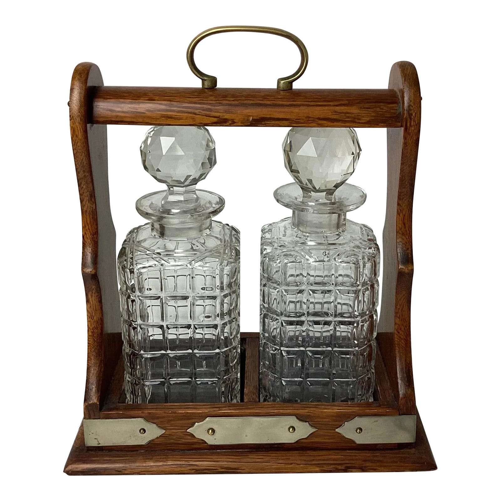 19th Century Tantalus With Two Decanters and Key- 3 Pieces | Chairish