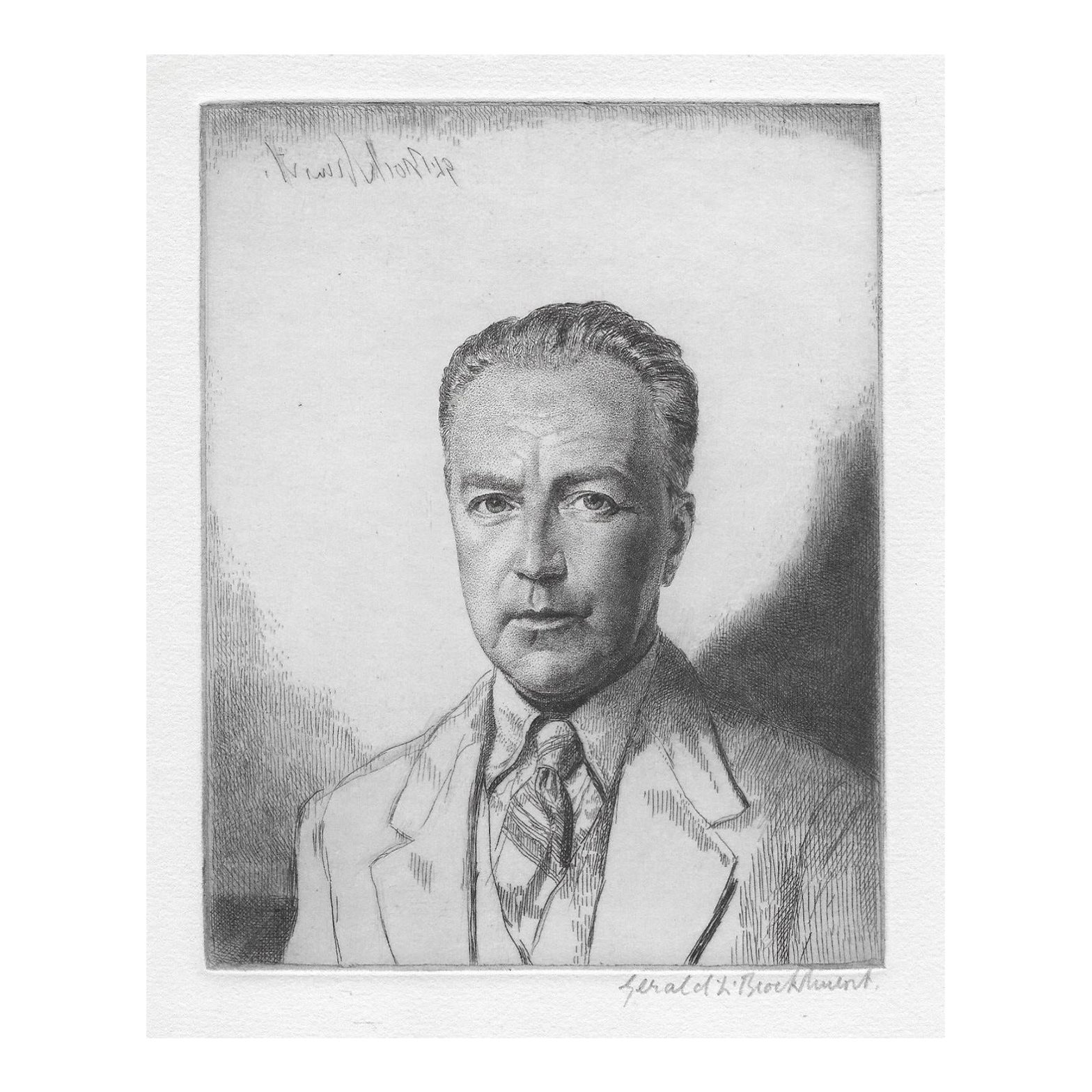 1935 Gerald Brockhurst Portrait Etching of Irish Poet Oliver St. John ...