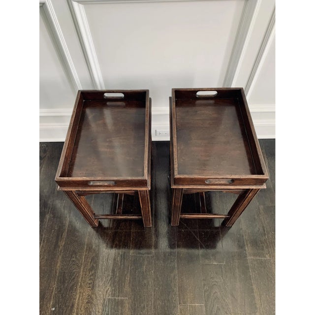 Bausman & Company English Country Side Tray Tables—A Pair | Chairish