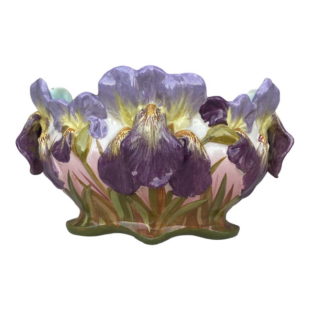 Majolica Iris Jardiniere Jerome Massier Fils , Circa 1900 | Chairish
