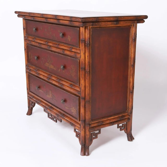 Pair of Vintage Bamboo Chinoiserie Chests | Chairish