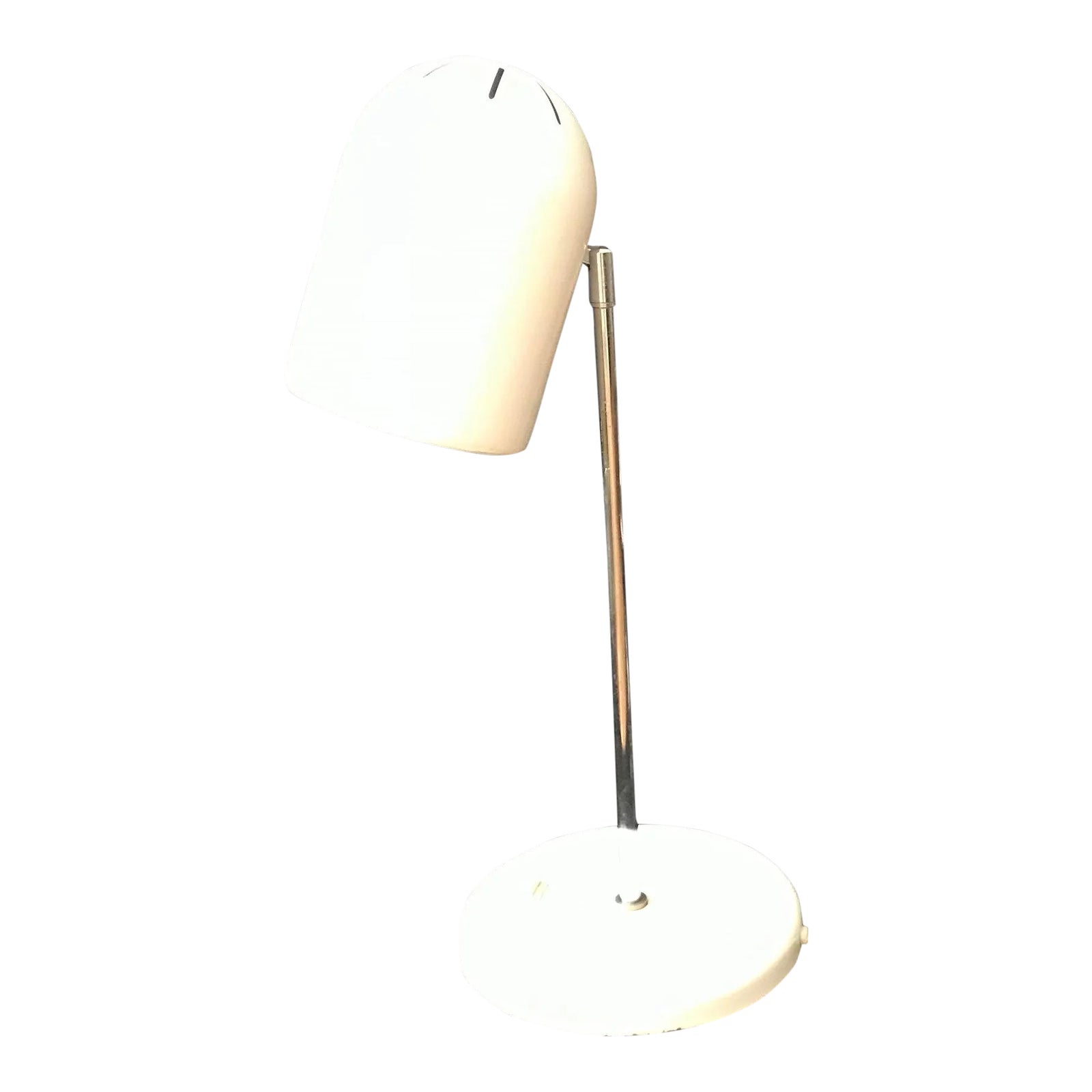 Vintage Mod Modern White Push Button Desk Lamp in the Style of Herbert ...