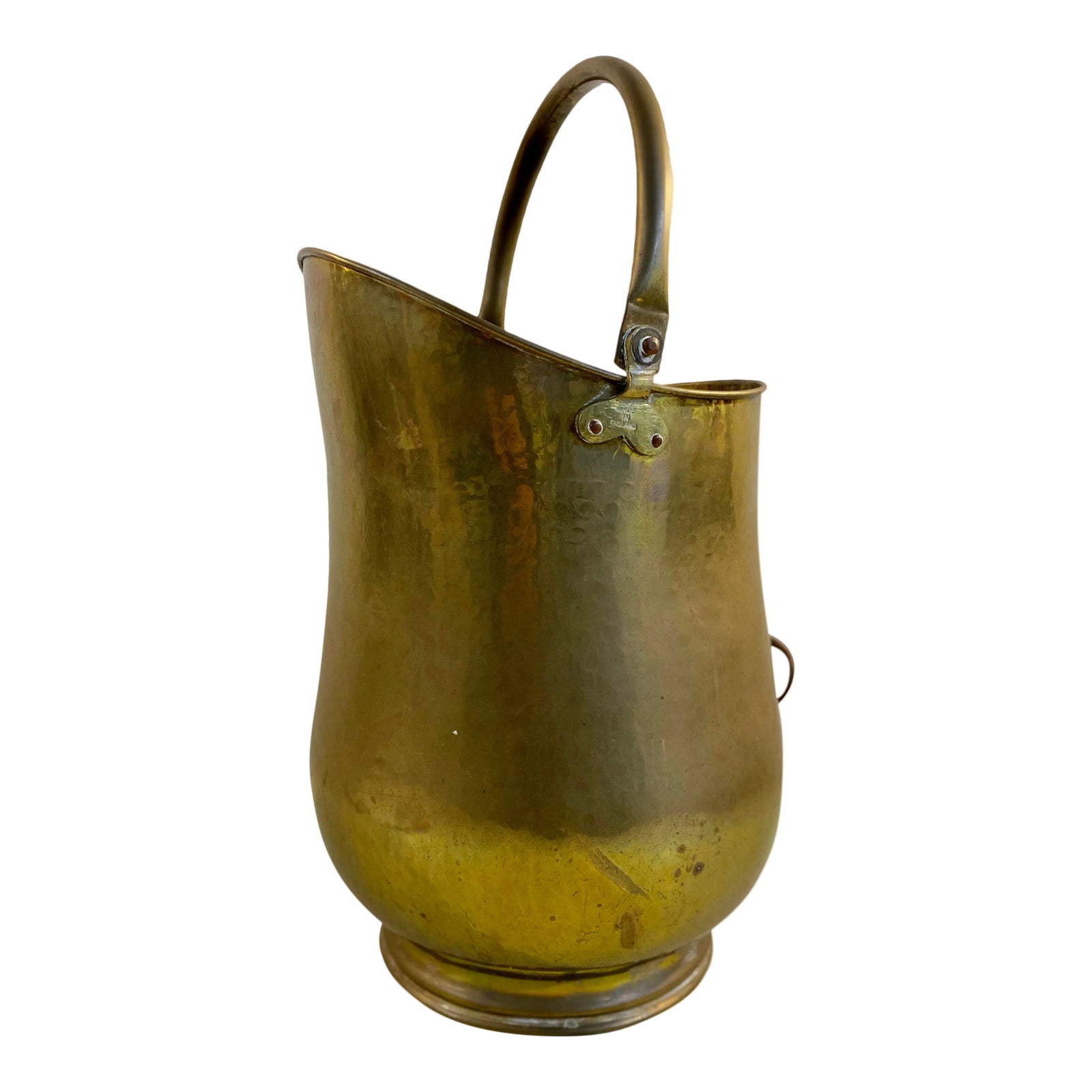 English Hammered Brass Kindling Scuttle C.1930 | Chairish