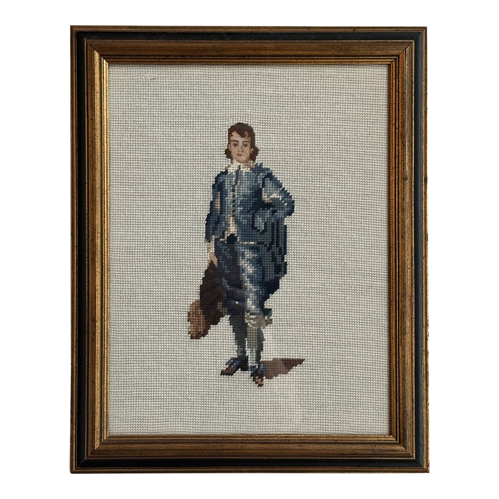 1969 Framed Needlepoint After Gainsborough's "The Blue Boy" | Chairish