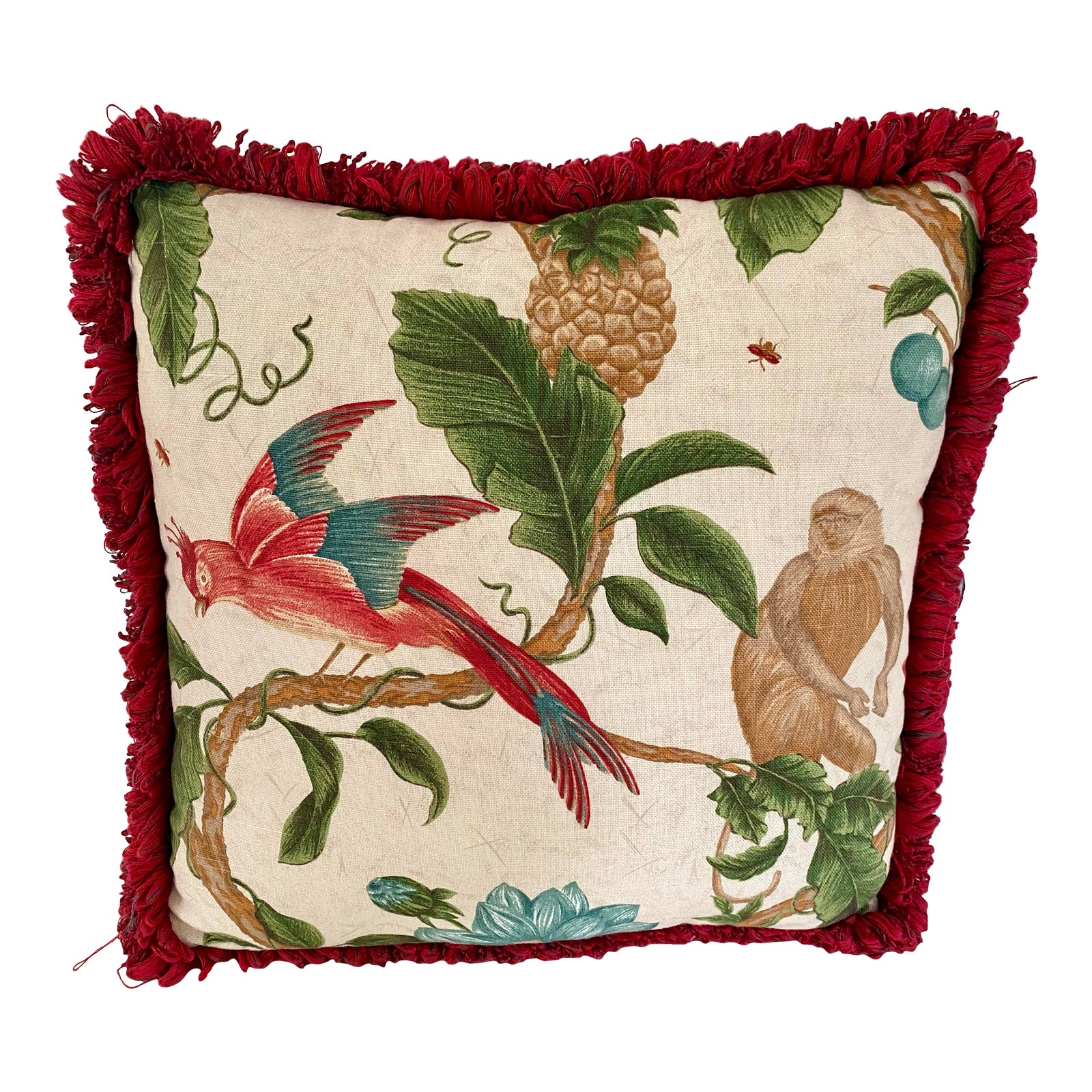 Late 20th Century Lillian August Designed "Jungle Monkey" Fabric Red ...