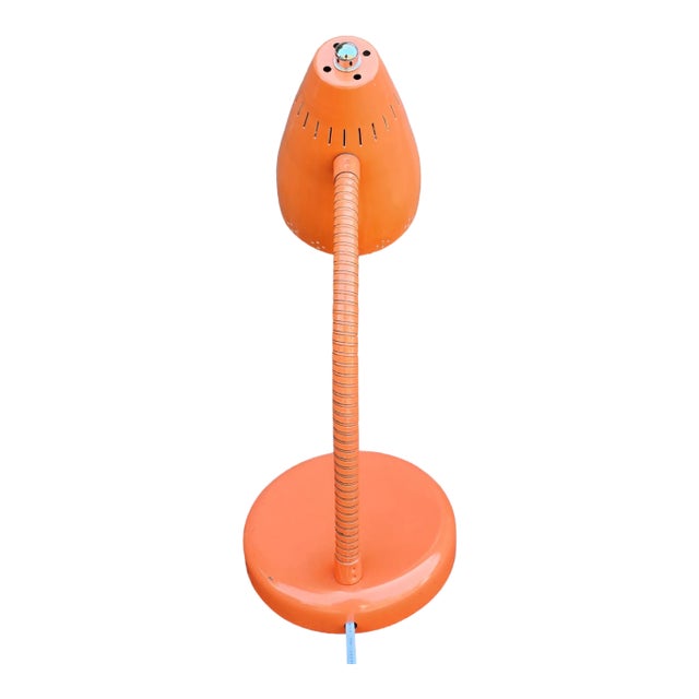 Vintage Orange Painted Metal Adjustable Gooseneck Desk Task Lamp | Chairish
