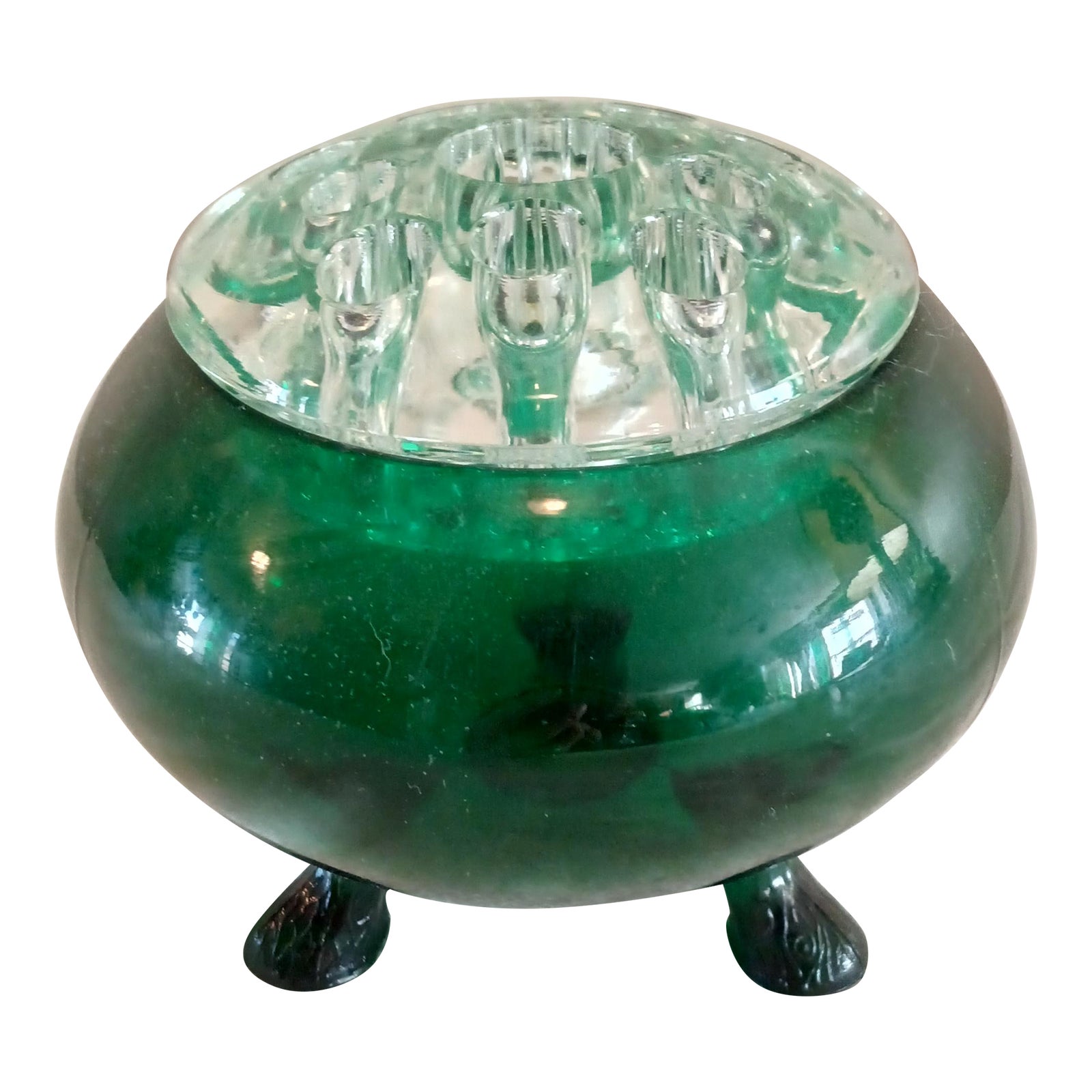 Vintage 1950's Viking Evergreen Flowerlite Frog 4 1/4" With Crystal ...