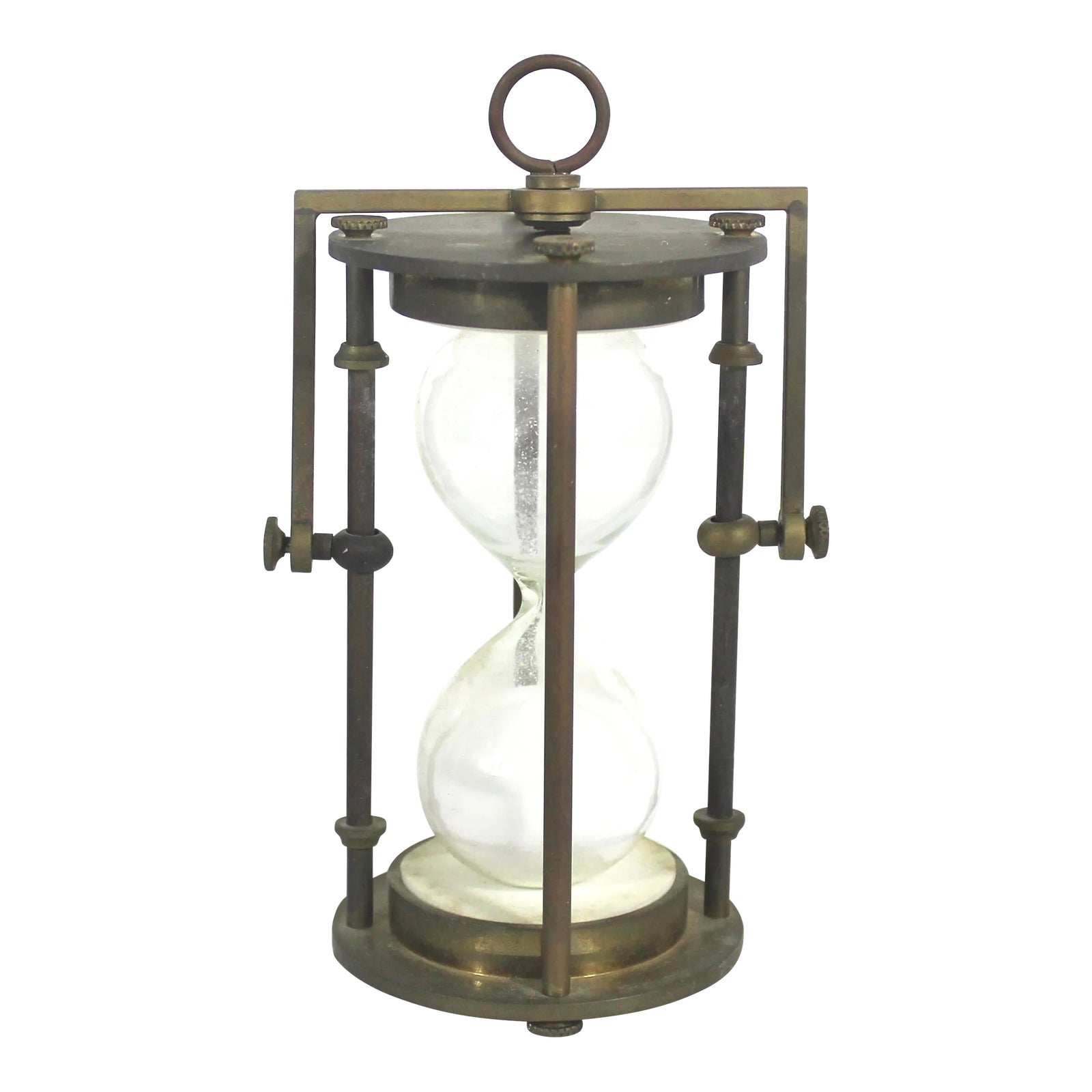 1950s Vintage Brass Hourglass or Egg Timer With Glass and Sand ...