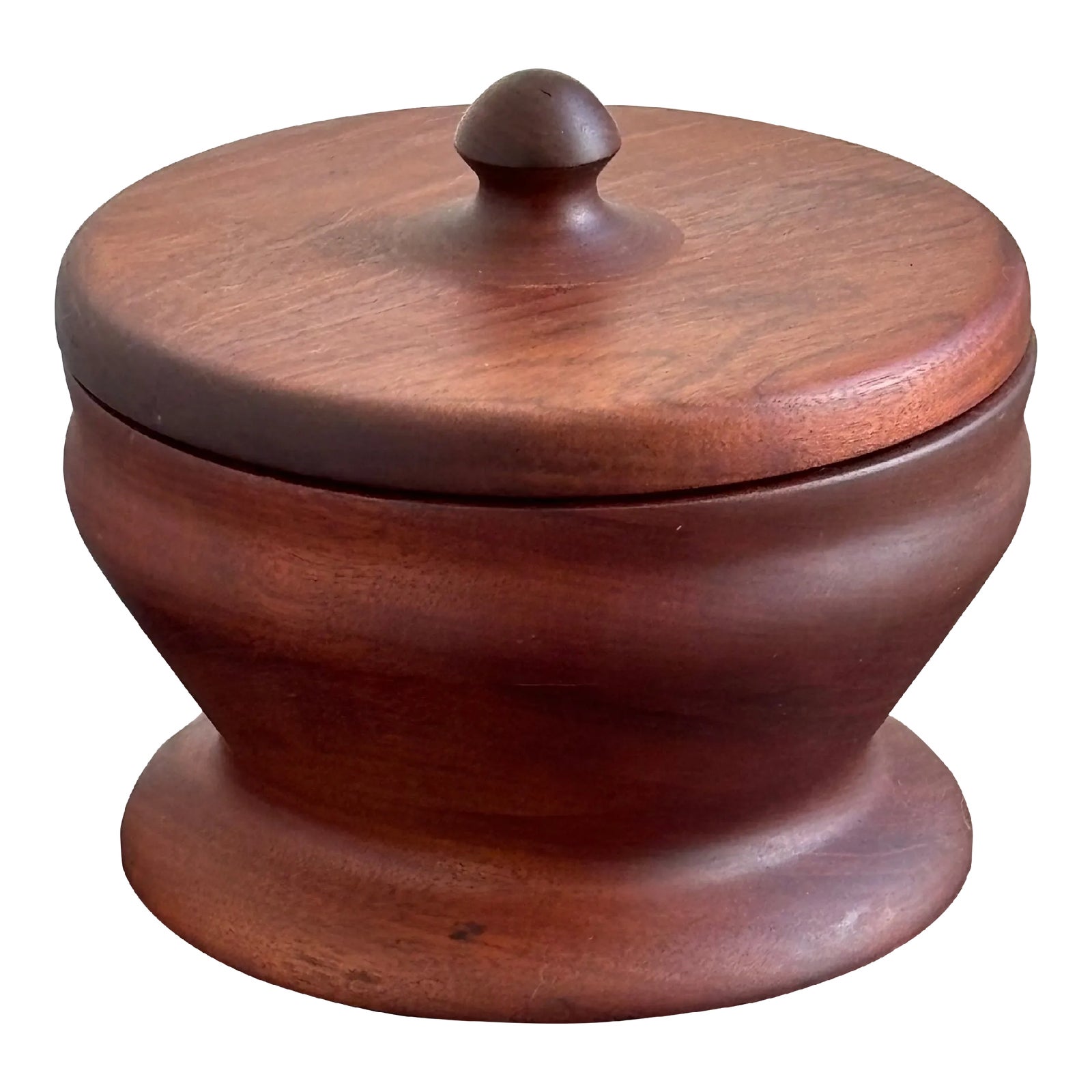 Vintage Scandinavian Modern Turned Wood Treen Pedestal Bowl | Chairish