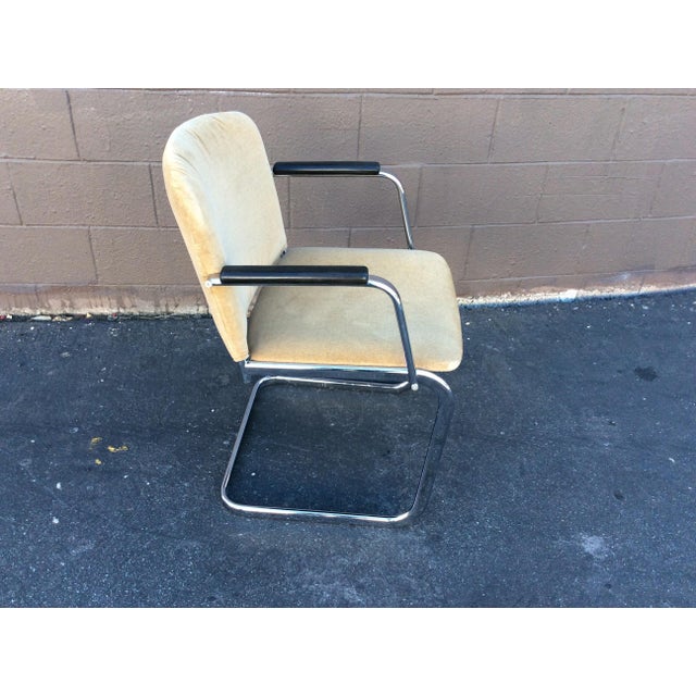 Mid- Century Chrome & Mohair Side Chair | Chairish