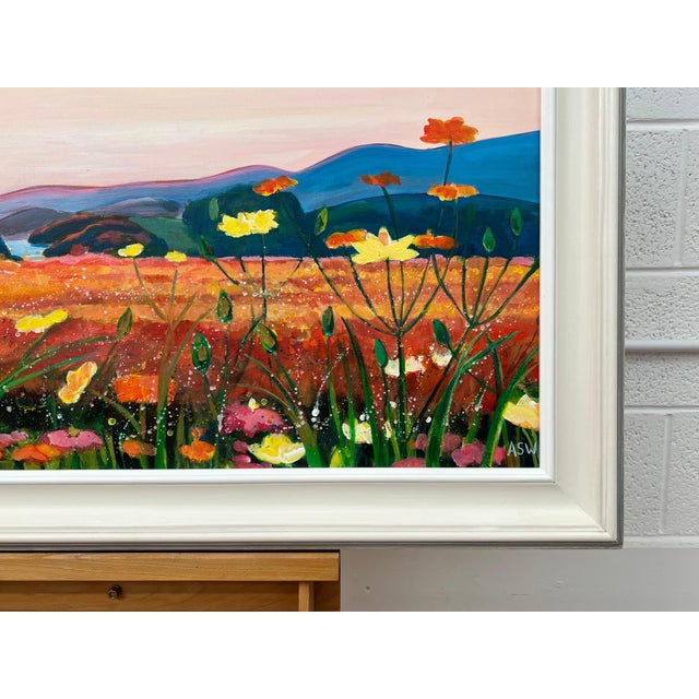 Angela Wakefield Warm Spanish Sunset Landscape with Wild Flowers by ...