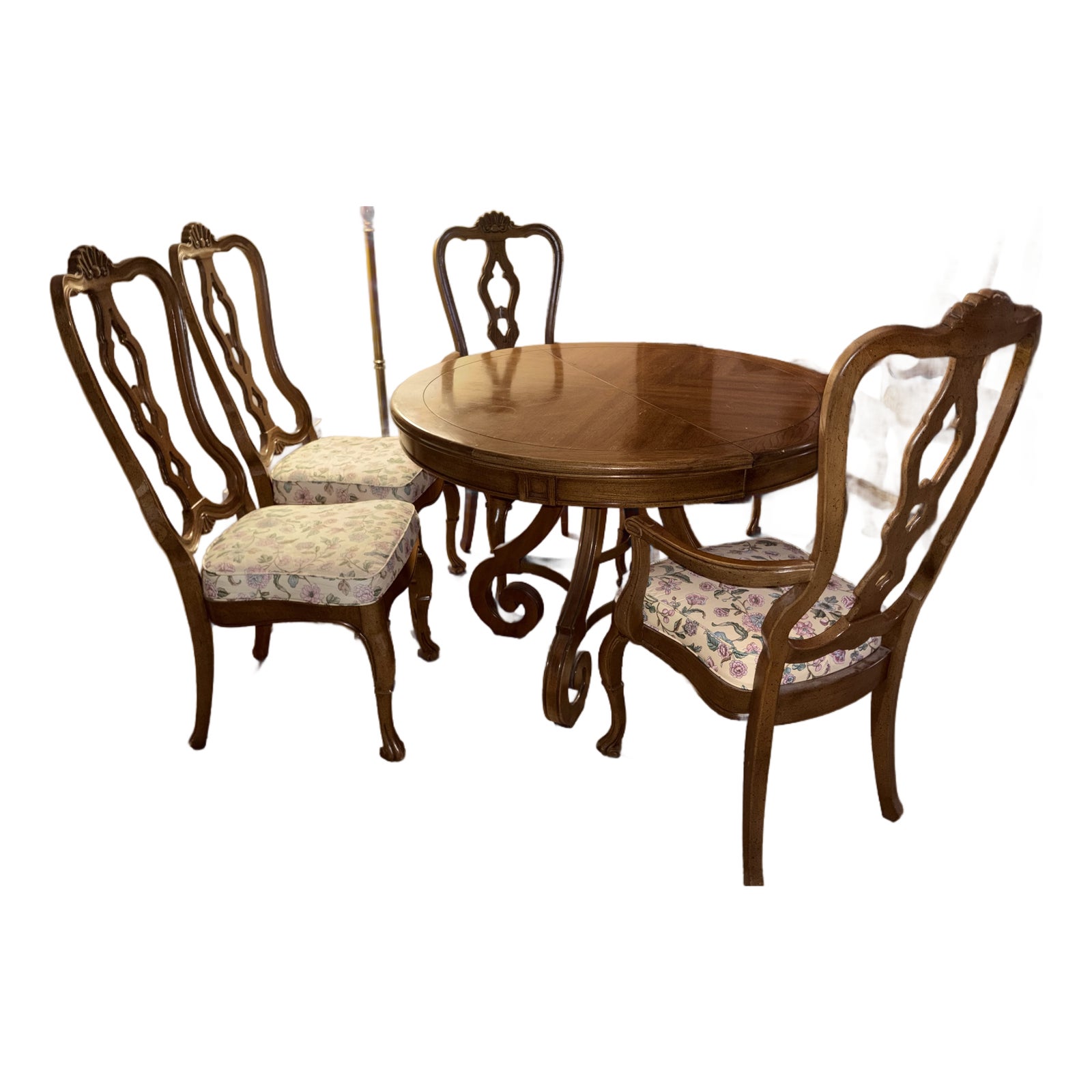 1970s Expandable Dining Table with Two 19" Leaves and 6 Chairs ...