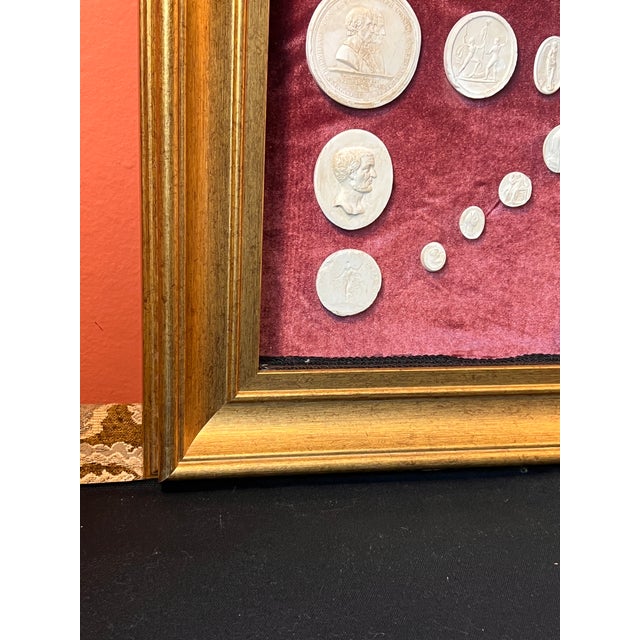 Large Framed Grand Tour Neoclassical Plaster Cast Intaglio Arrangement ...