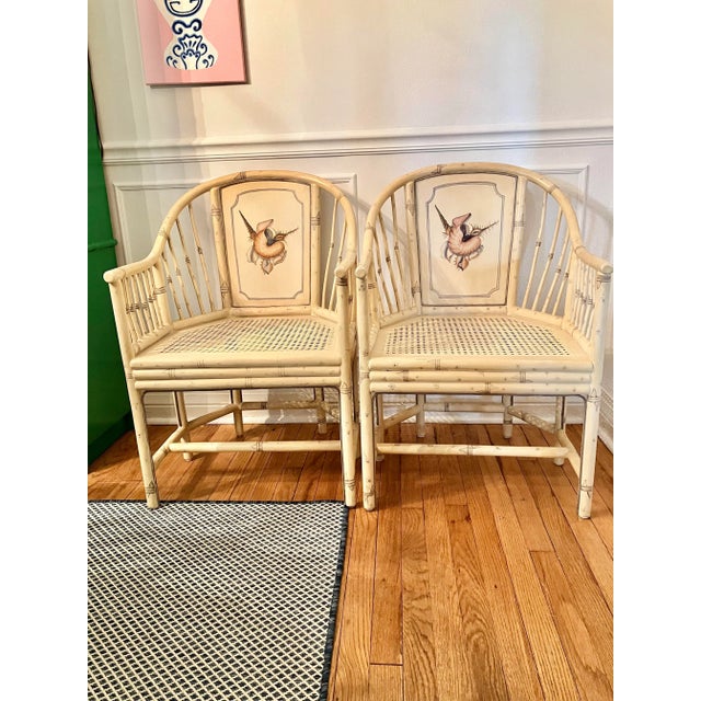 Pair of Maitland-Smith Coastal Rattan Pavilion Chairs | Chairish