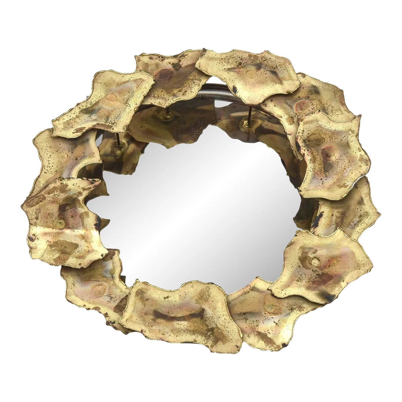 Vintage Small Metal Torched Wall Mirror or Tray Style of Silas Seandel ...