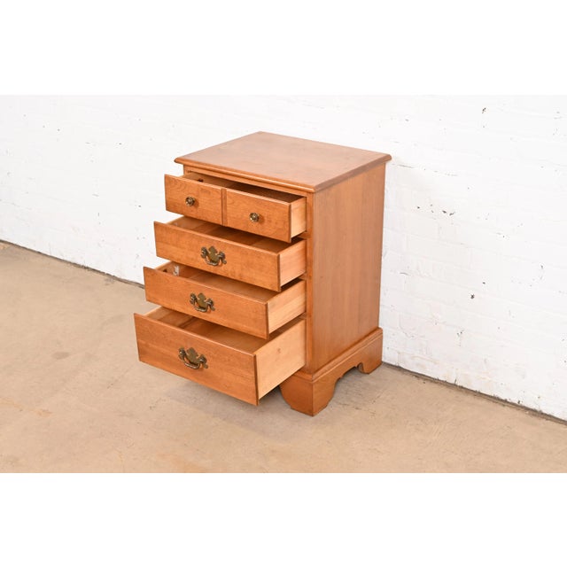 Ethan Allen American Colonial Solid Maple Four-Drawer Bedside Chest of ...