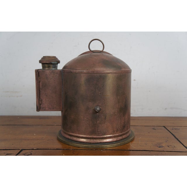 Antique Copper Brass Nautical Maritime Gimbal Compass Binnacle Oil Lamp ...