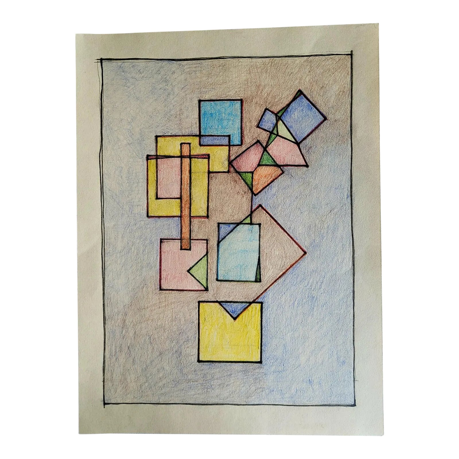 Original Contemporary Abstract Color Pencil and Graphite Drawing on ...