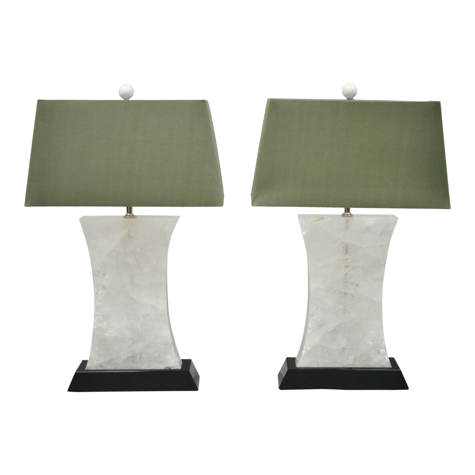 Rock Crystal Quartz Hourglass Modern Table Lamps-a Pair | Chairish