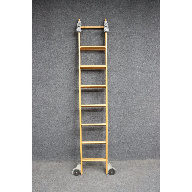 Putnam Rolling Oak Library Ladder | Chairish