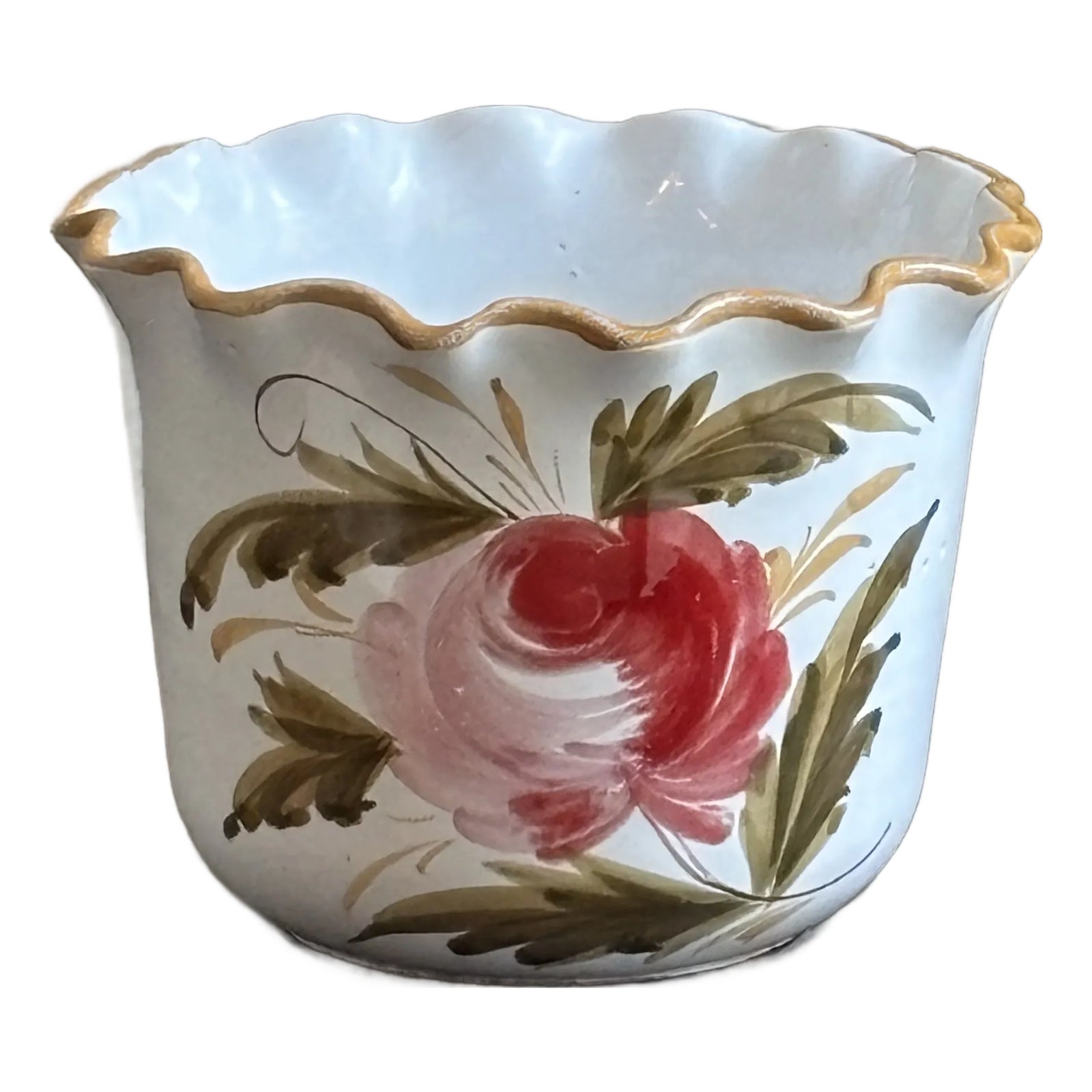 1950s Italian Ceramic Cachepot W/ Flowers | Chairish