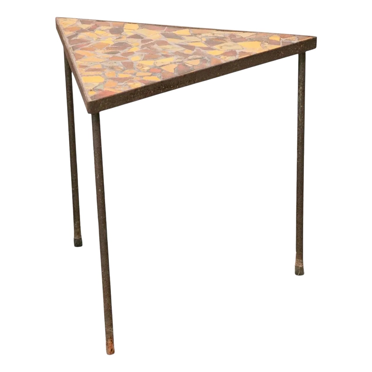 1960’s Italian Triangle Glass Tile Mosaic Side Table | Chairish