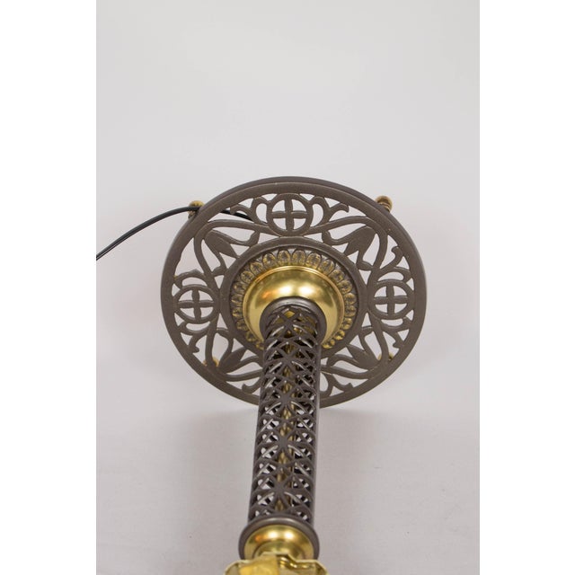 Late 19th Century Cast Iron and Brass Filigree Lamp | Chairish