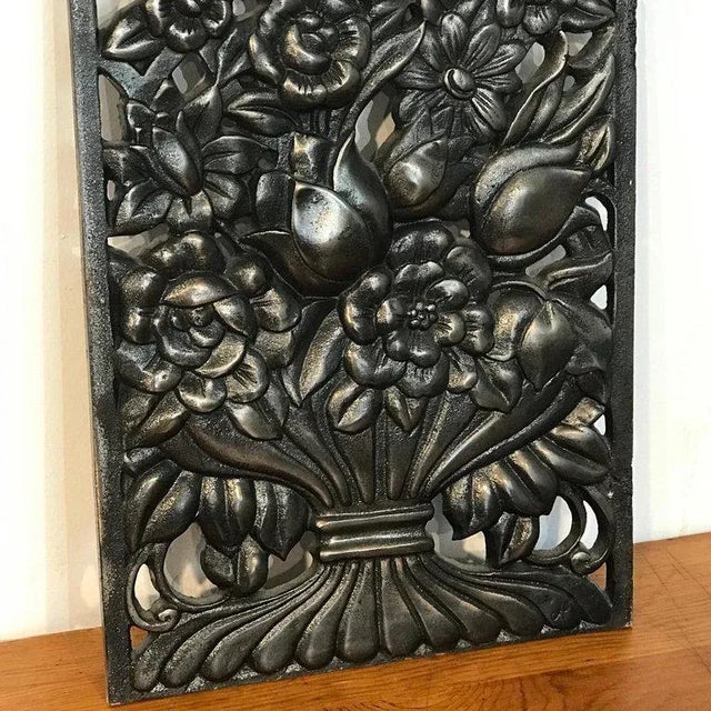 Art Deco Bronze Floral Motif Architectural Panel, Four Available | Chairish
