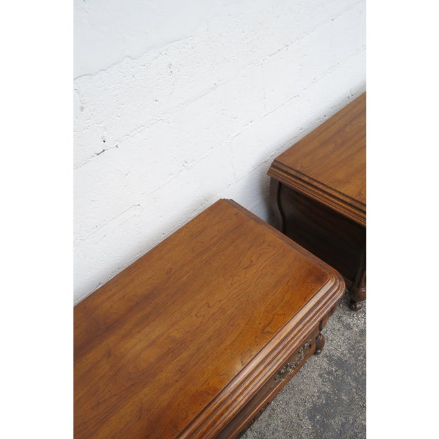 Hickory French Hand Carved Bombay Nightstands Bedside Tables a Pair ...