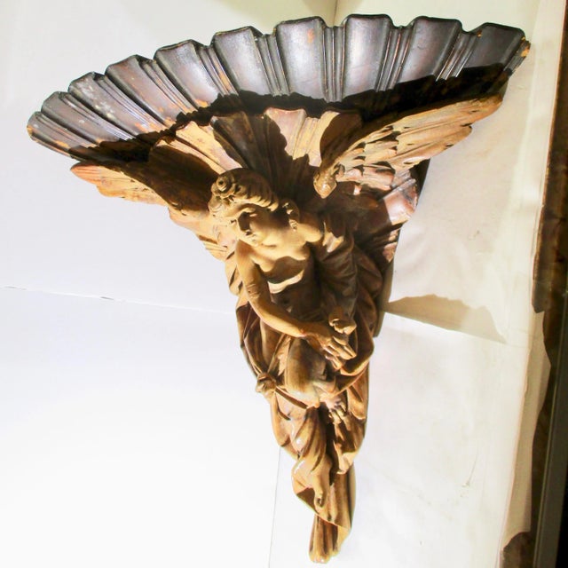 Antique Carved Wood Italian Corner Shelf Bracket | Chairish