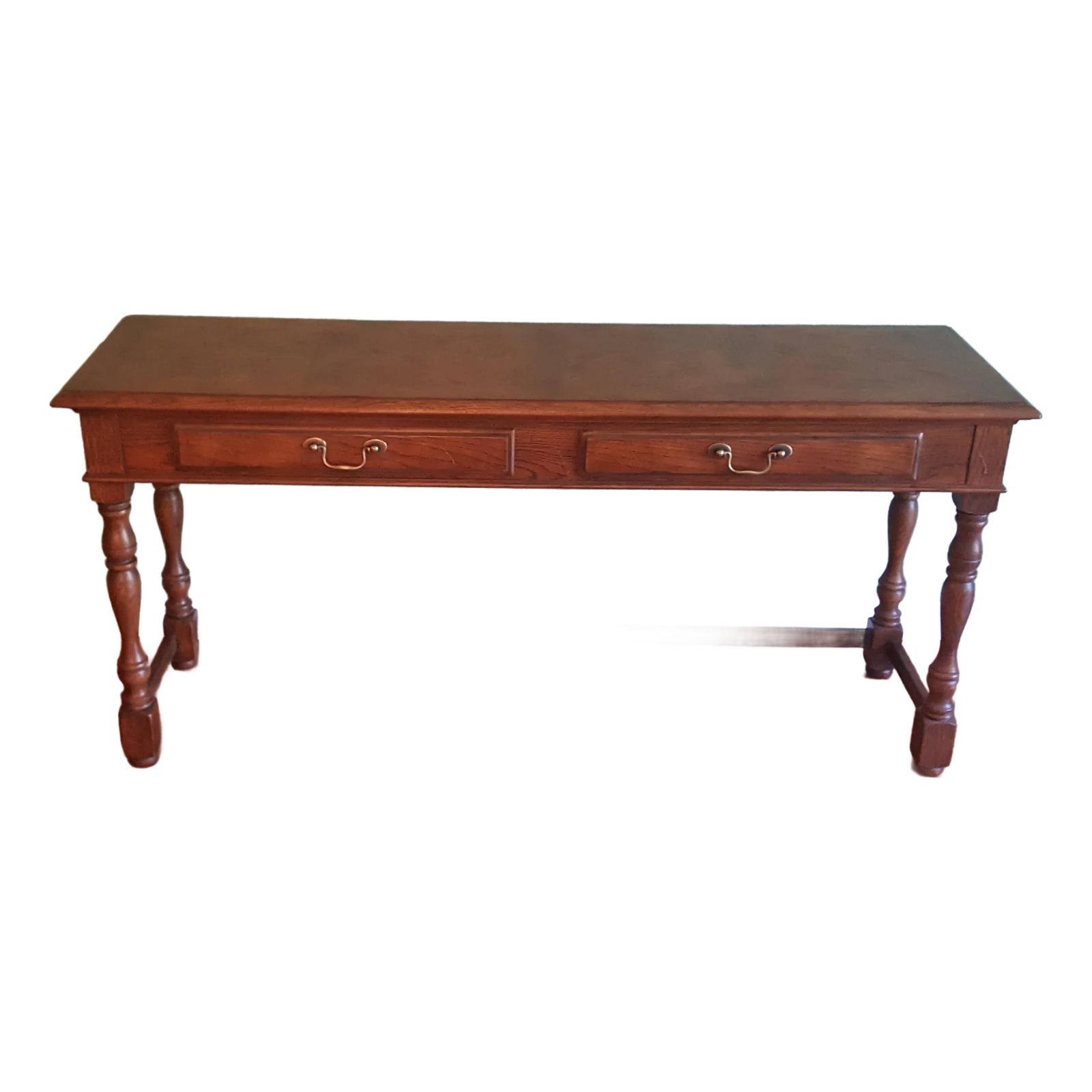 Vintage Drexel Oak 2 Drawer Hall, Wall, Entry Console Table | Chairish
