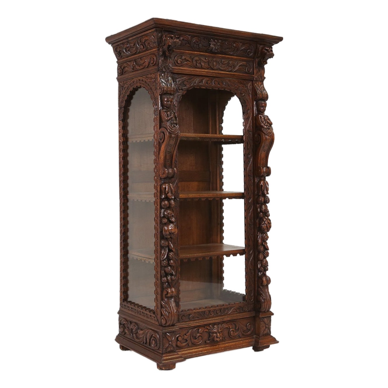Baroque Style Display Case in Oak, Belgium, 1950s | Chairish