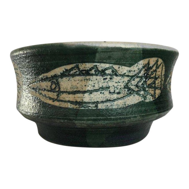 Modernist Neolithic Fish Studio Ceramic Bowl by Listed Artist Frank ...