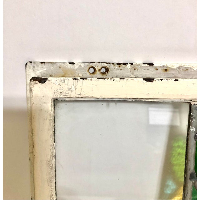 Vintage Leaded Stained Glass Window in Metal Frame | Chairish
