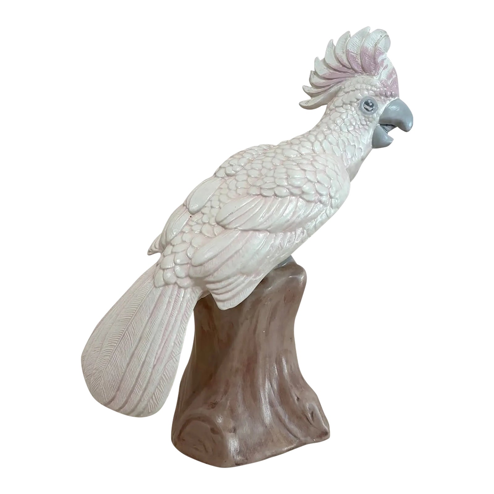 1980s Pink Ceramic Parrot Statue | Chairish