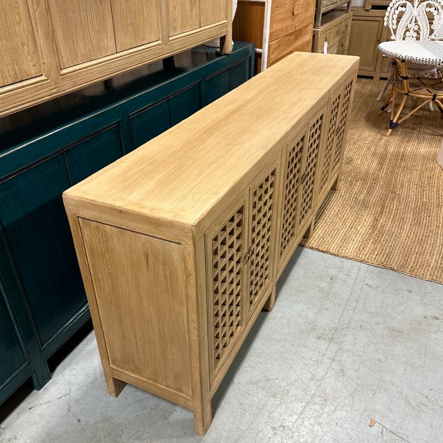 6 Door Natural Lattice Buffet Sideboard | Chairish