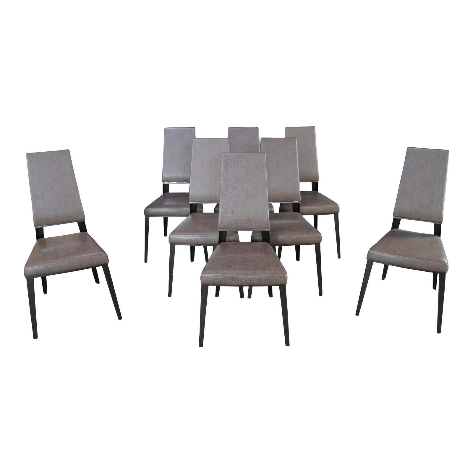 8 Elite Manufacturing Vivian Post Modern Dining Chairs Faux Ostrich ...