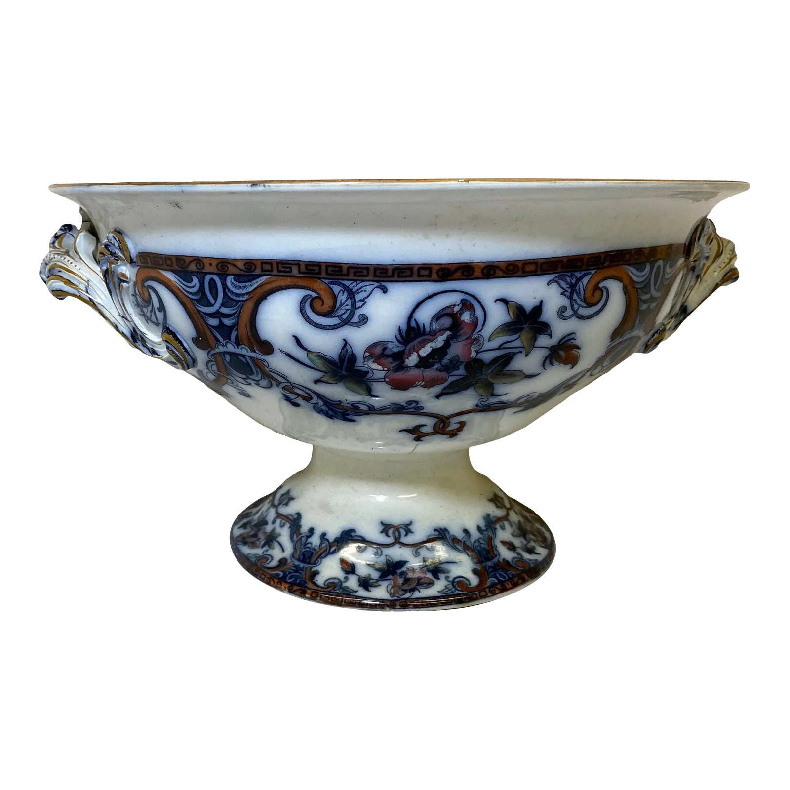 Antique Wedgwood Pearl-Ware Flow Blue Shannon Pattern Handled ...